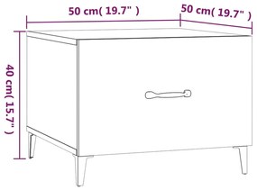 Konferenční stolek s kovovými nohami kouřový dub 50x50x40 cm - Default Title