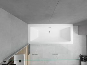 Mexen Cube Obdélníková vana 170 x 80 cm s obkladem a 3-křídlou zástěnou 120 cm, transparentní, chrom