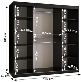 Šatní skříň Lima | 180 cm | černá/jasan