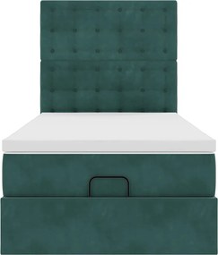 Osmanský rám postele s matracemi tmavě šedá 80x200cm samet 3313580