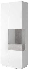 Vitrína dvoudveřová Pravá Silke 13 - Bílý lesk / colorado beton
