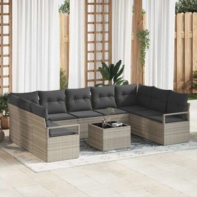 Set pohovek 10 ks Světle šedá polyratan 3346552