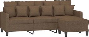 3místná pohovka s podnožkou hnědá 180 cm textil 3201092