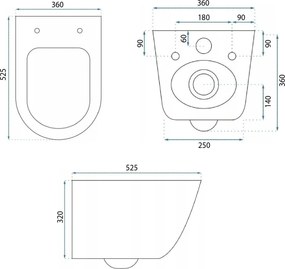 Rea Eddy, závěsná záchodová mísa Tornado Rimless 525x360x360 mm se sedátkem, REA-C6560