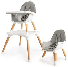 EcoToys Dětská jídelní židle 2v1 a stůl, šedá, B0017-6 GRAY
