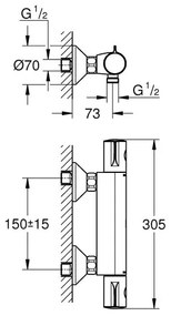 Grohe Grohtherm 800 - Termostatická sprchová baterie, chrom, chrom 34558000