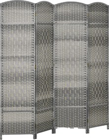 HOMCOM 4-panelový skládací paraván 180x180 cm Rozdělovač místnosti Ochranný paraván Polypropylen pro kancelář ložnici Šedá směs