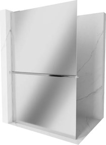 Mexen Kioto+ L, sprchová zástěna Walk-In s poličkou a věšákem 110 x 200 cm, 8mm sklo vzor zrcadlo, chromový profil, 800-110-123-01-50