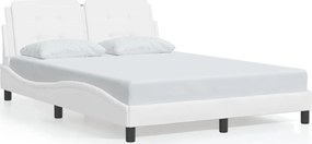 vidaXL Rám postele s LED osvětlením 140 x 200 cm umělá kůže [3214111] Barva: Bílá