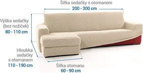 Super strečové potahy NIAGARA smetanová sedačka s otomanem vlevo (š. 200 - 300 cm)