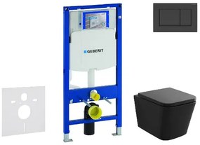 Geberit Duofix - Set předstěnové instalace, klozetu Arkas a sedátka softclose, tlačítko Sigma30, matná černá/černá SANI11CA5501