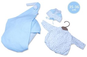 Llorens Obleček pro panenku miminko New Born velikosti 35-36 cm 2dílný modrý