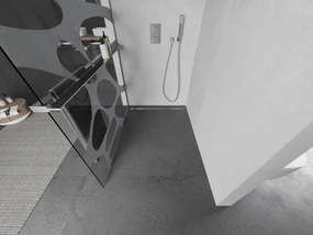 Mexen Kioto+ L, sprchová zástěna Walk-In s poličkou a věšákem 70 x 200 cm, 8mm čiré sklo bílý vzor, ​​chromový profil, 800-070-123-01-97