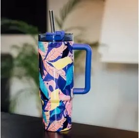 Quokka Nerezový termohrnek s brčkem Vibe Midnight Forest 880 ml