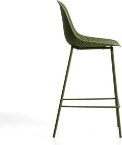 Zelená kovová/plastová zahradní barová židle Quinby – Kave Home