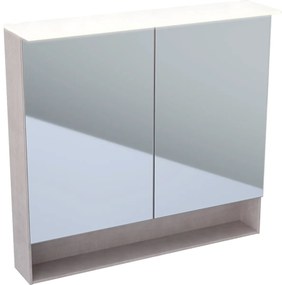 Geberit Acanto - Zrcadlová skříňka 890x830 mm s LED osvětlením, dub Mystic 500.646.00.2