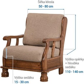 Super strečové potahy NIAGARA oříšková křeslo s dřevěnými rukojeťmi (š. 50 - 80 cm)