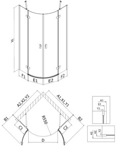 Mexen Mist, půlkruhový výklopný sprchový kout 100 x 100 cm, čiré sklo, zlatý lesklý profil, 8A33-100-100-50-00