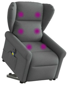 Elektrické zvedací masážní polohovací křeslo tmavě šedé textil 3303405