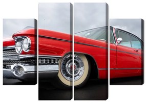 Vícedílný obraz Červené Auto Z 50. Let Nedostatek Nedostatek Přírodní plátno 120x90