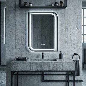 Rea Zrcadlo 70x50 cm s vyhříváním a regulovatelným LED osvětlením HOM-00302 černá kartáčovaná