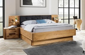 Manželská dubová postel Denver s úložným prostorem  , Dub přírodní, 180x200 cm