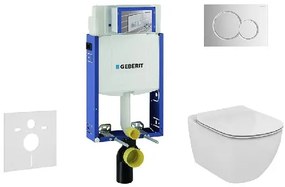 Geberit Kombifix - Modul pro závěsné WC s tlačítkem Sigma01, lesklý chrom + Ideal Standard Tesi - WC a sedátko, Aquablade, SoftClose 110.302.00.5 NU2