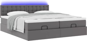 Osmanský rám postele s matrací šedá 200x200cm umělá kůže 3312813