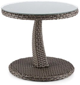 Tabula, odkládací stolek, 50 cm, sklo, polyratan, hliník, dvoubarevný antracit