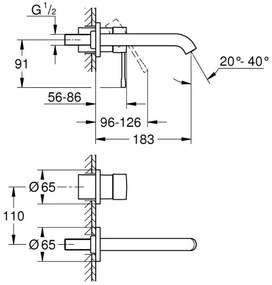 GROHE 19408GL1 - Umyvadlová dvouotvorová baterie ESSENCE 183 mm zlatá