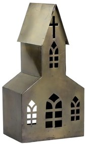 Mosazný antik kovový domek kostel na svíčku Canie - 18*12*35 cm