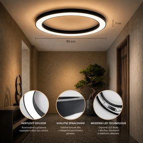 Immax NEO PASTEL SLIM Smart stropní svítidlo 95 x 7cm 68W černé Zigbee 3.0