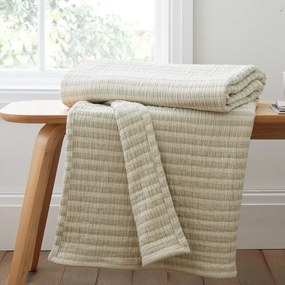 Zelená bavlněná deka 150x200 cm Cotton Muslin Stripe – Bianca