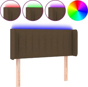 Čelo postele s LED tmavě hnědé 93 x 16 x 78/88 cm textil 3123459