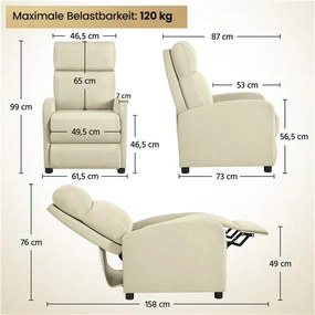 Křeslo Yaheetech – béžová, polyester (257021800570)