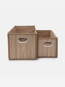 Sinsay - Sada úložných boxů s bambusovou přední částí 2 pack - béžová