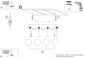 Sollux Lighting Stropní svítidlo BULBO 4 přírodní dřevo