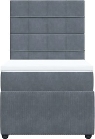 Box spring postel s matrací tmavě šedá 100x200 cm samet 3294563
