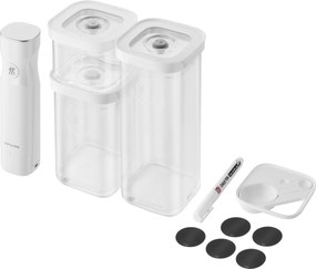 Vakuové nádoby Fresh & Save Cube s pumpičkou, náplní, štítky a křídovým fixem S 11 dílů