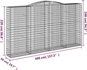 Klenuté gabionové koše 5 ks 400x50x220/240cm pozinkované železo 3147077
