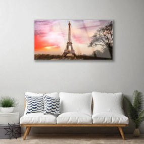Obraz na skle Eiffelova Věž Architektura 125x50 cm