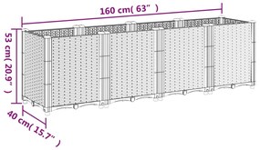 Zahradní truhlík světle šedý 160 x 40 x 53 cm PP - Default Title