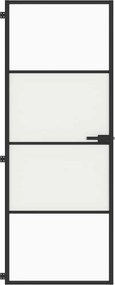 Interiérové dveře úzké černé 76x201,5 cm tvrzené sklo a hliník 155116