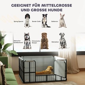 PawHut Cvičební Box pro Štěňata, Box se Zámkem, Oxford 600D Tkanina, Pratelná Podložka, Ohrádka pro Psy, Ocel, 122 x 60 cm, Černá