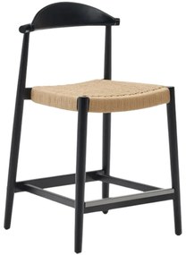 OnaDnes -20% Černá dřevěná barová židle Kave Home Nina 62 cm s výpletem