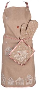 Hnědá bavlněná chňapka s motivem perníkových domečků Gingerbread Bliss – 18x30 cm