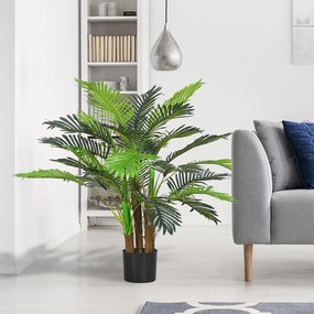HOMCOM Umělé rostliny, umělá palma, 100 cm umělá rostlina s 27 větvemi, pokojová rostlina, umělý strom, rostlinná dekorace pro interiér, exteriér, ze…