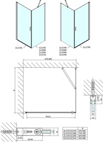 Polysan Polysan, Zoom Line obdélníková sprchová zástěna 700x900mm L/P varianta, ZL1270ZL3290
