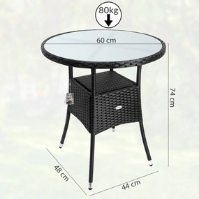 Zahradní stolek Bistra 60 cm polyratan černý