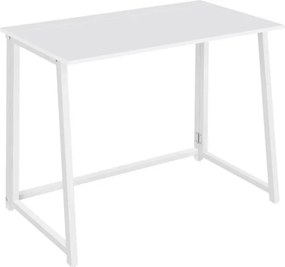 Set do pracovny ZARIMO stůl 80x40 cm, bílá + křeslo AVOLA VELVET, modré